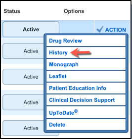 medications action history